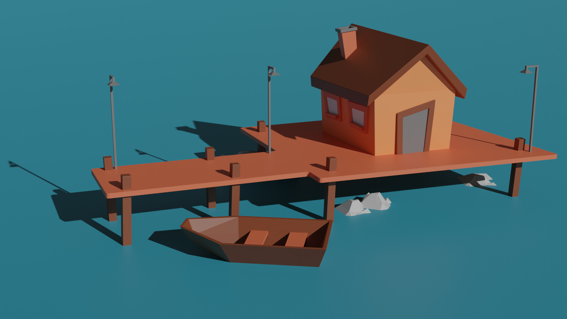 ArtStation - Small cartoon house with boat