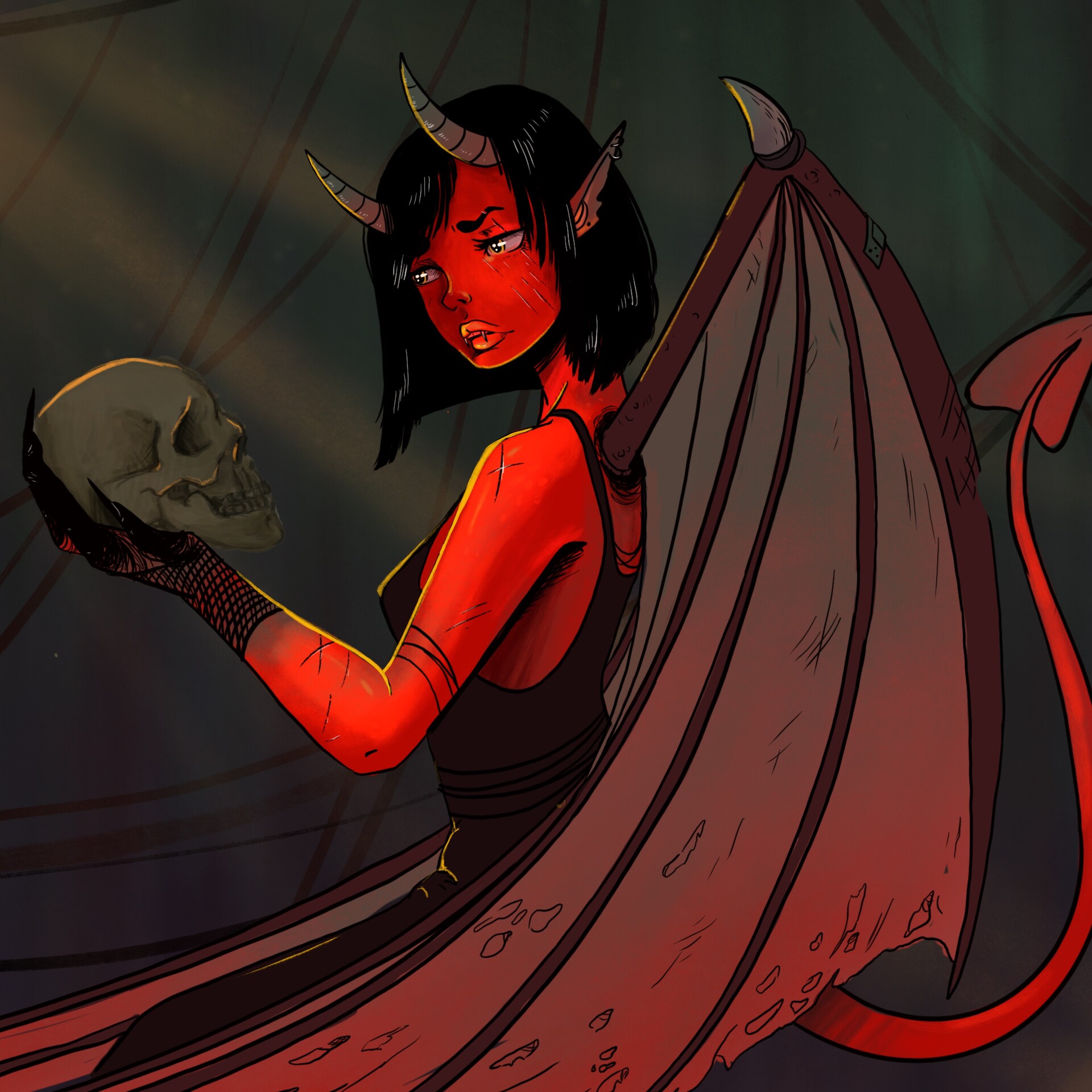 red skinned demoness