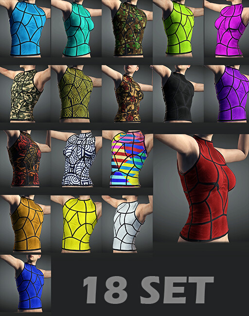 ArtStation - Modern Sport Muscle Shirt 18 versions set Neon for ...