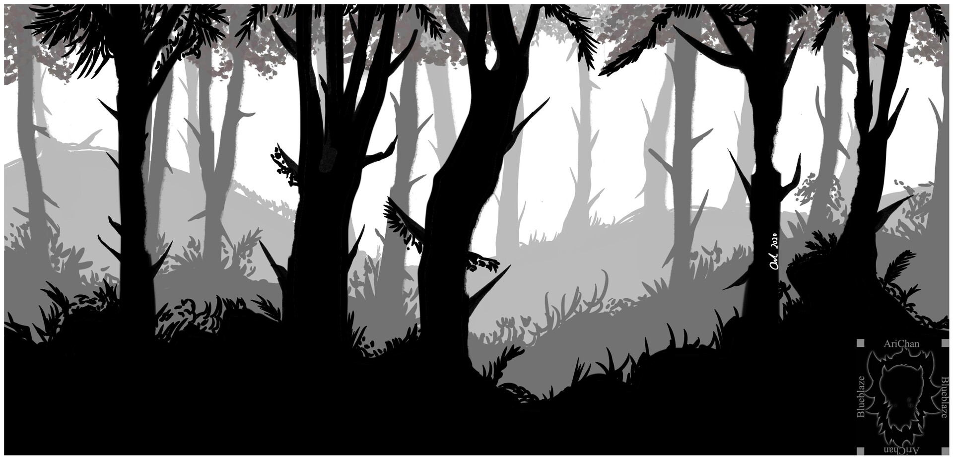 ArtStation - Greyscale Landscape Illustration