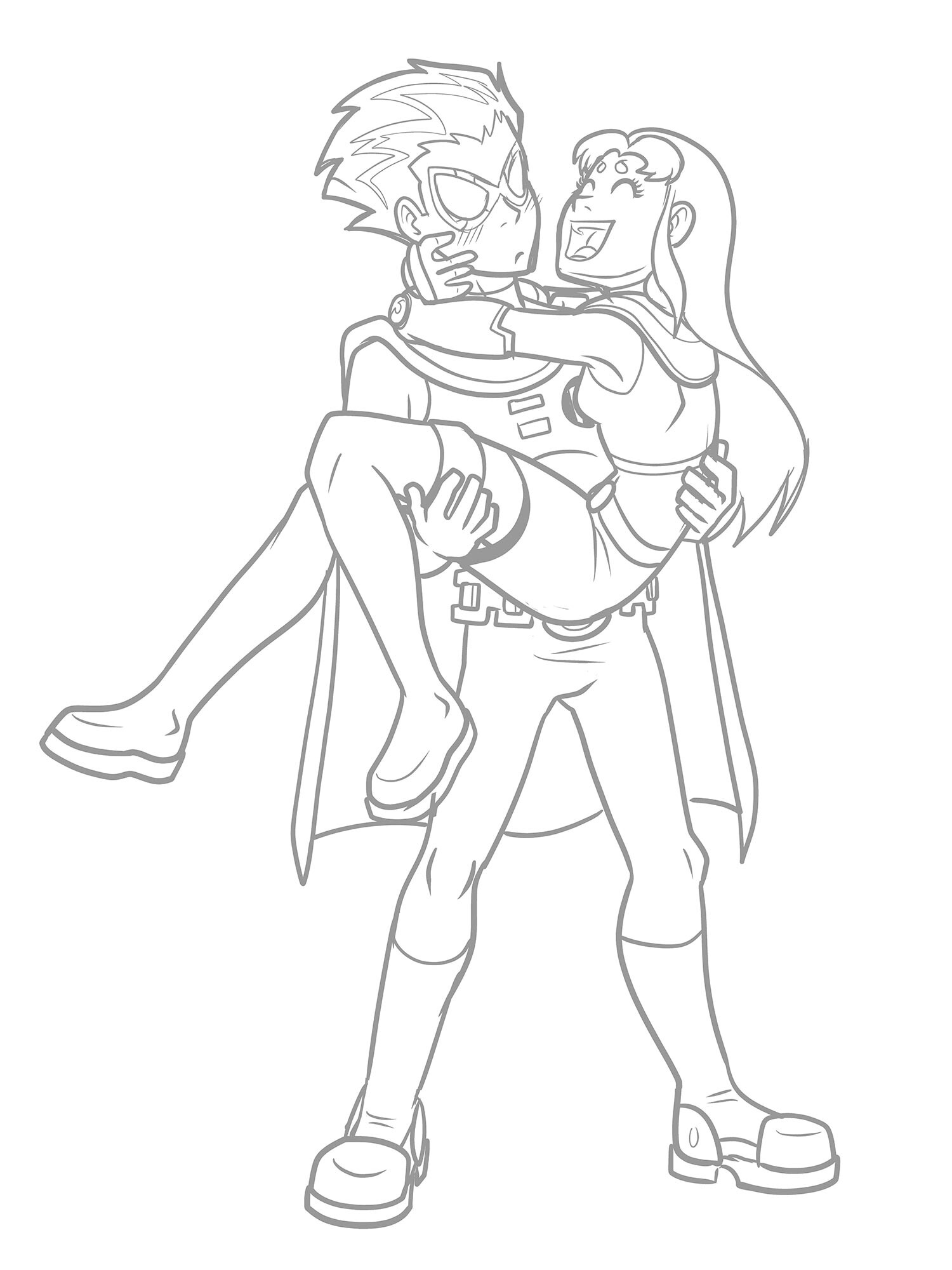 robin and starfire coloring pages