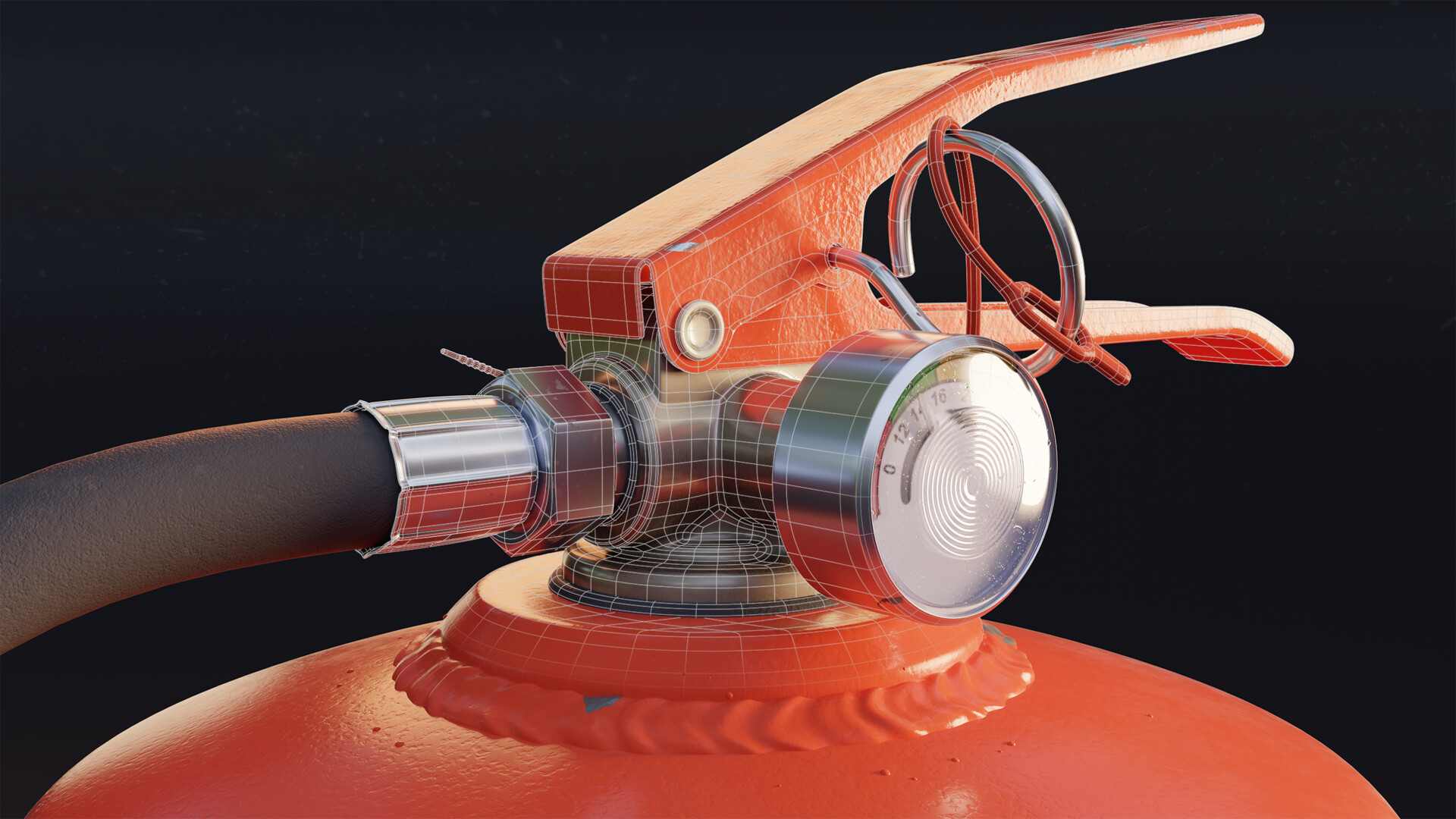 ArtStation - Fire Extinguisher: High Poly & Wireframe