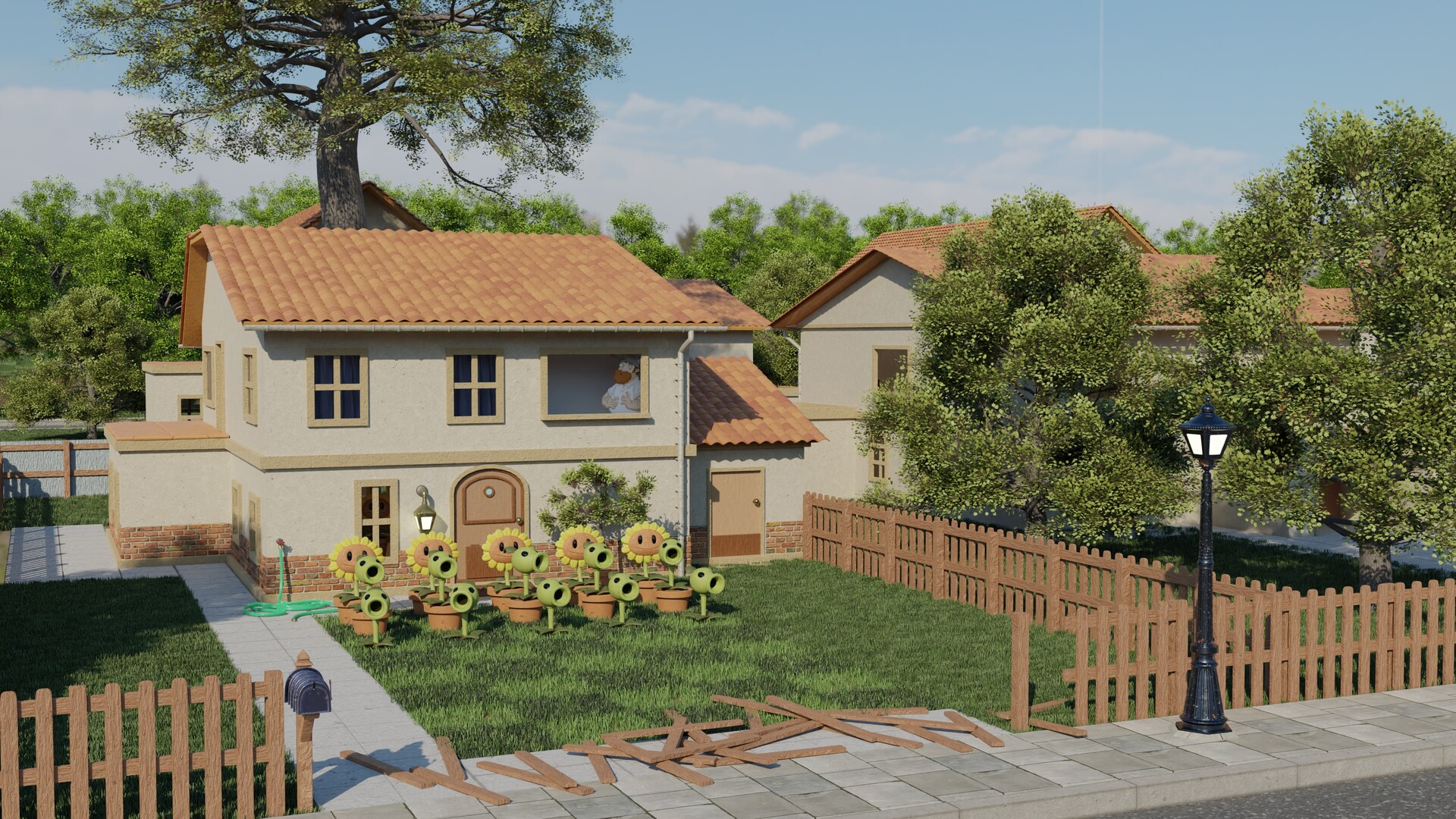 ArtStation - Plants VS Zombies Semi-Realistic Neighborhood