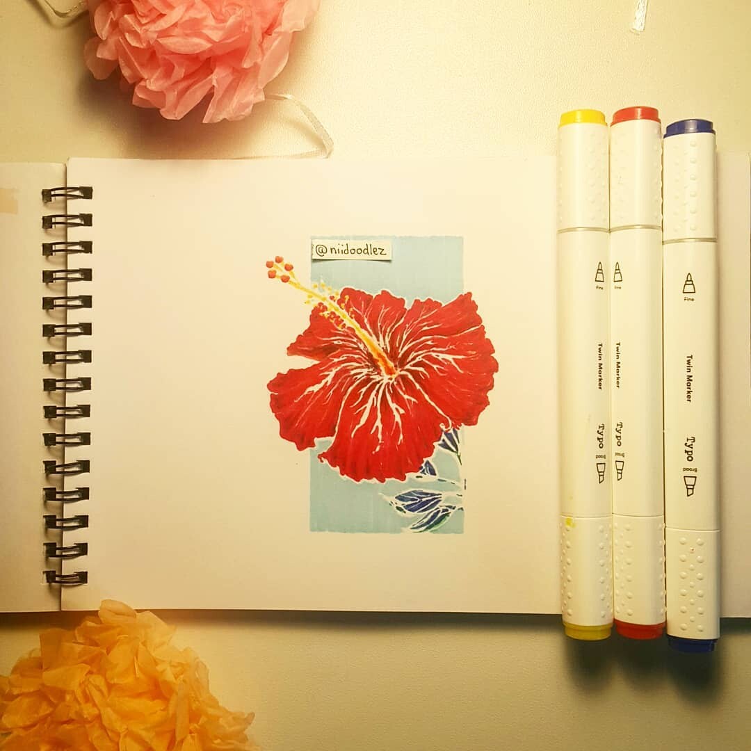 bunga raya drawing realistic