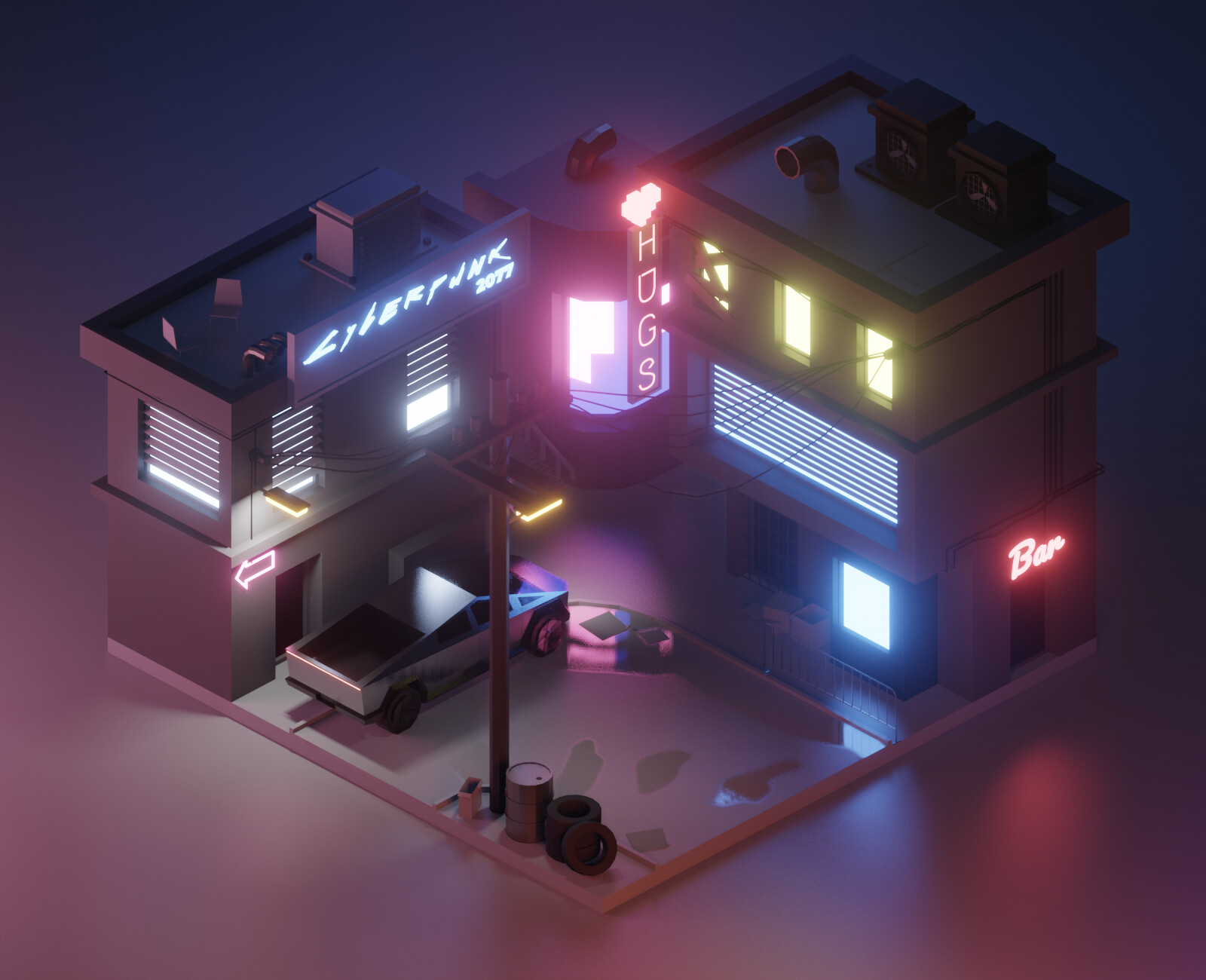 ArtStation - Cyberpunk 2077 (low poly)