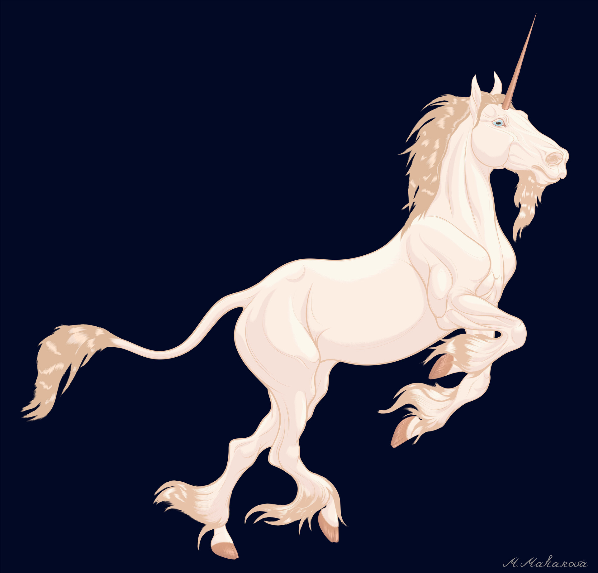ArtStation - Isabelline unicorn prances and rears.