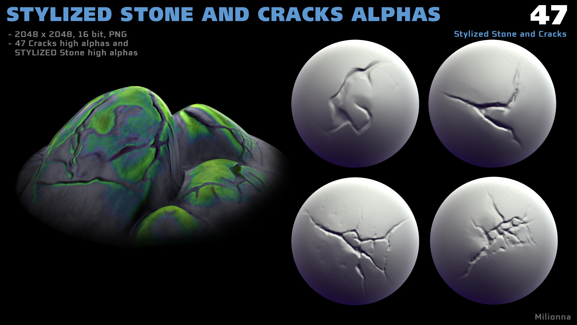 ArtStation - Stylized Stone and Cracks alphas