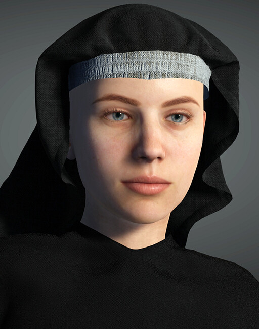 ArtStation - Nun CostumeHead free item for Character Creator