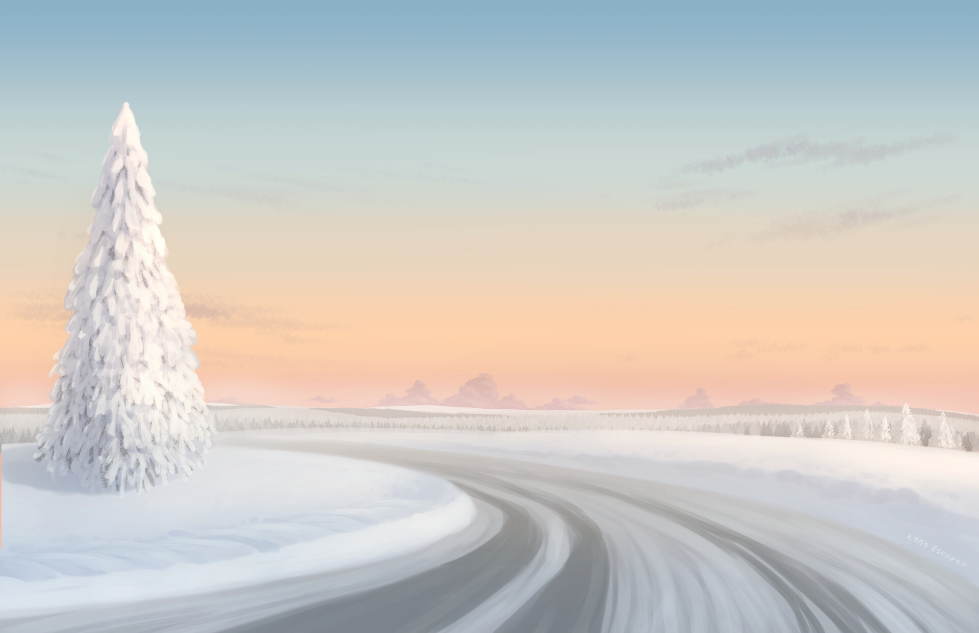 ArtStation - Winter road (2019)