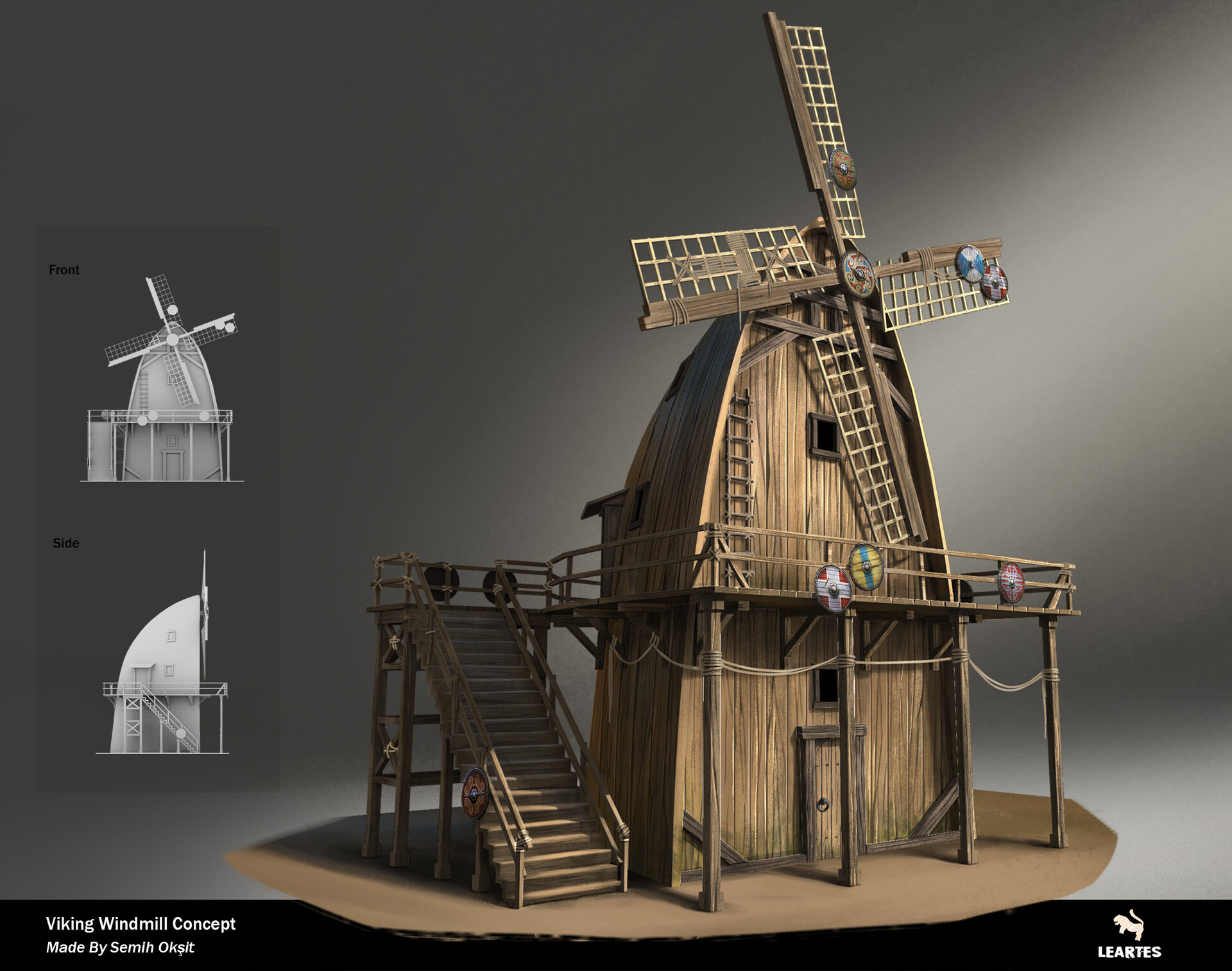 Leartes Studios - Modular Viking Windmill / Concept Art