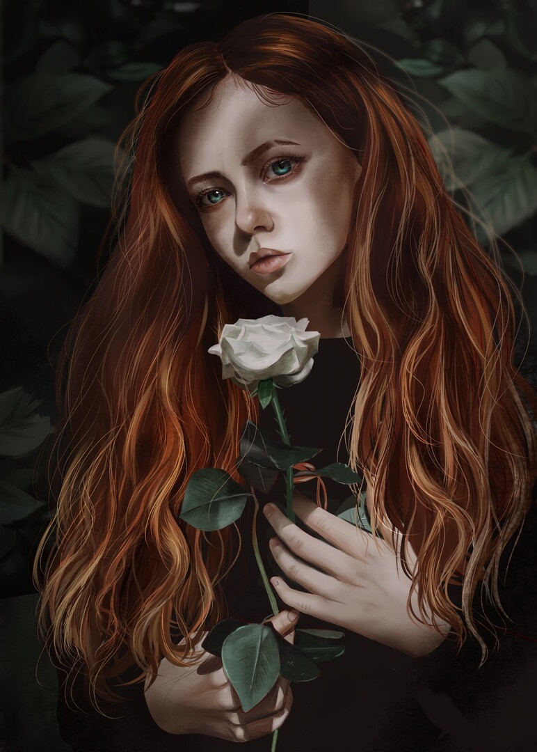 ArtStation - GIRL WITH ROSE