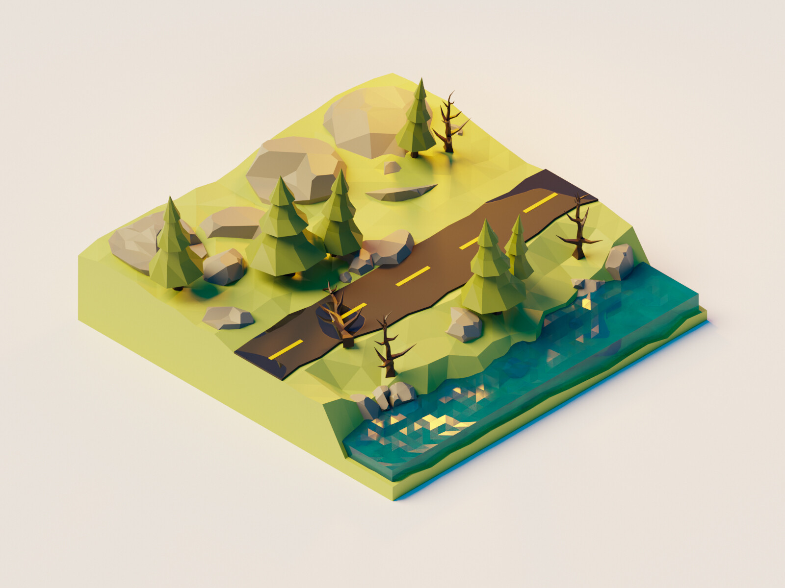ArtStation - Stylized Forest Road