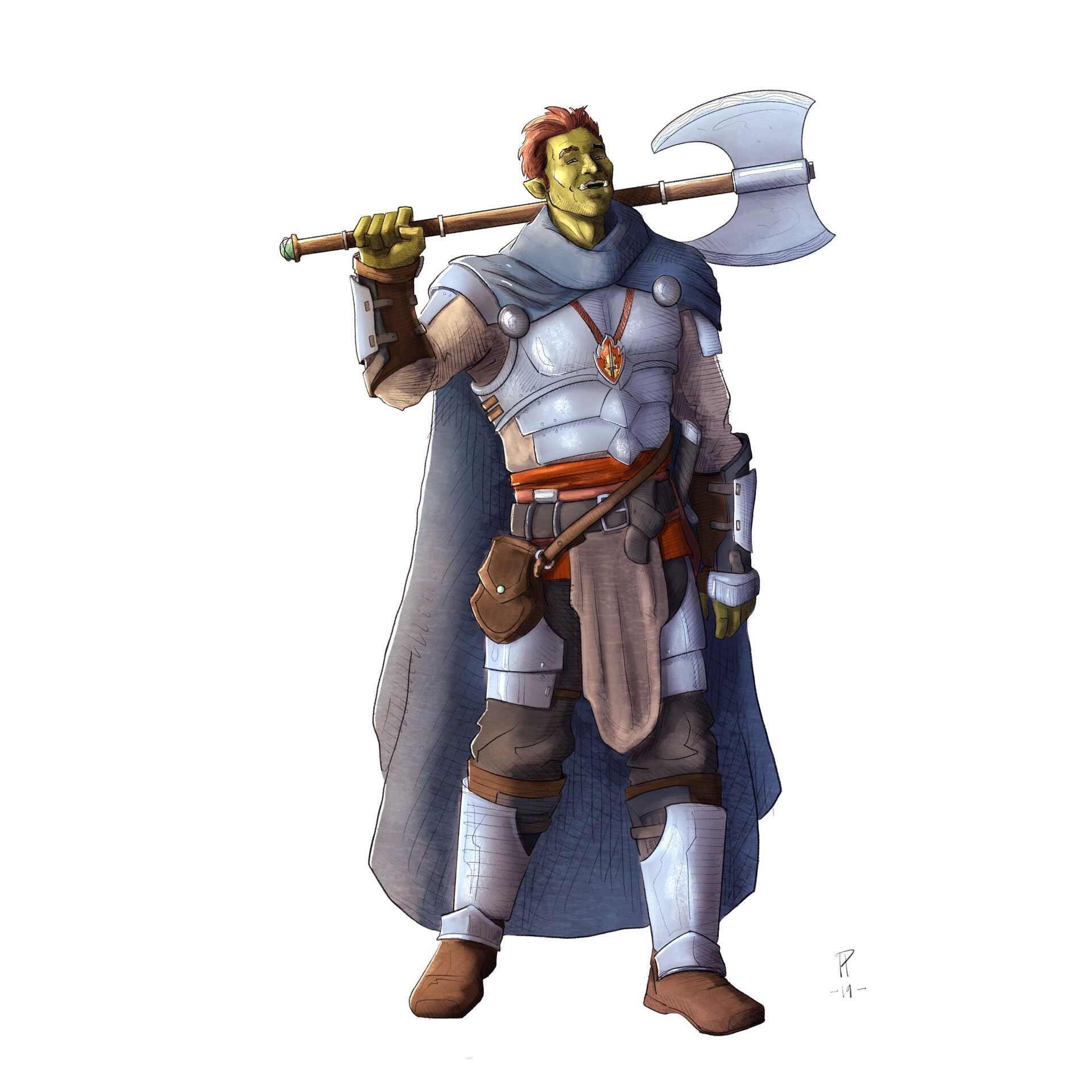 ArtStation - A Hal-Orc Paladin - D&D Character Commission