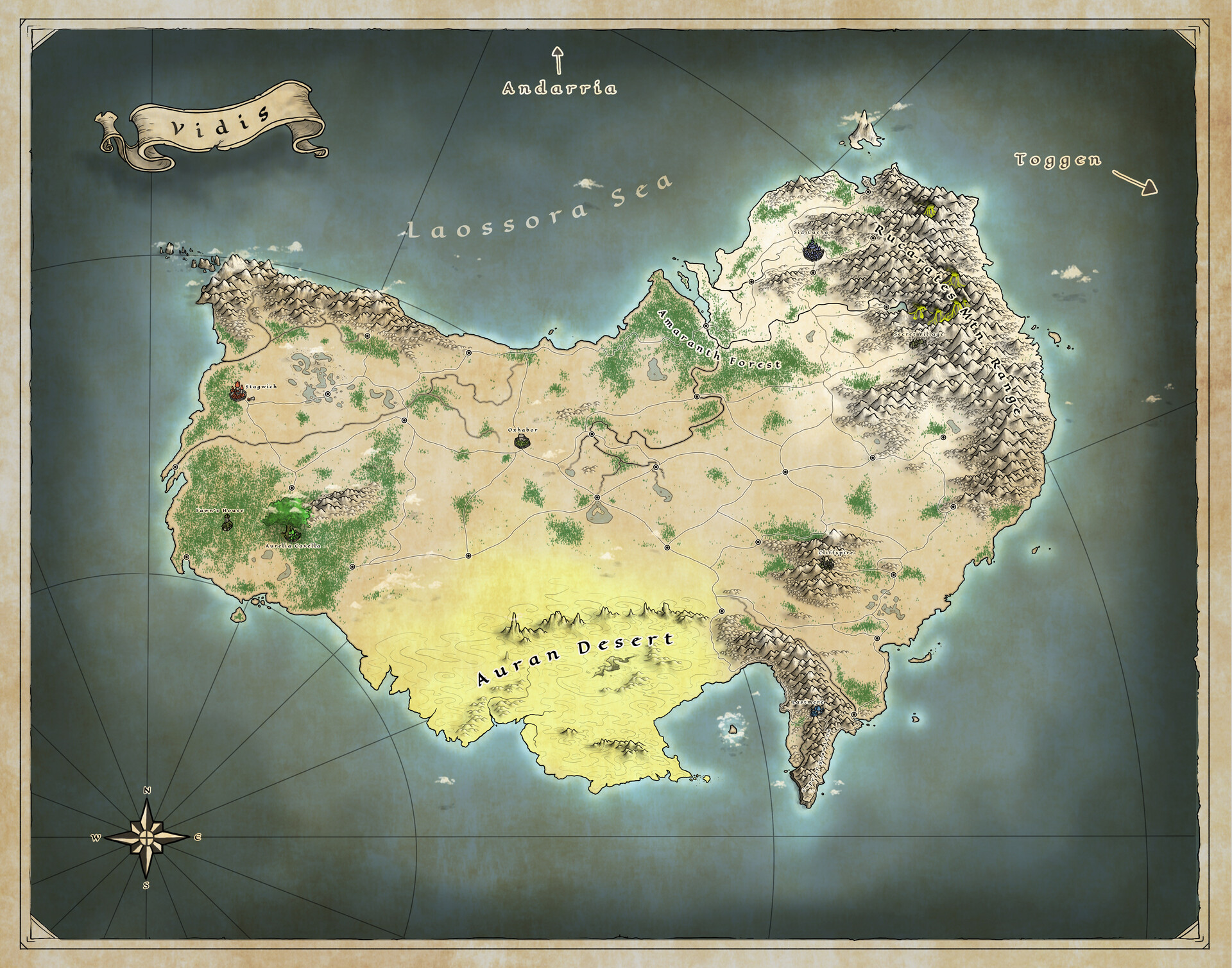 ArtStation - The lands of Vidis, a fantasy map commission