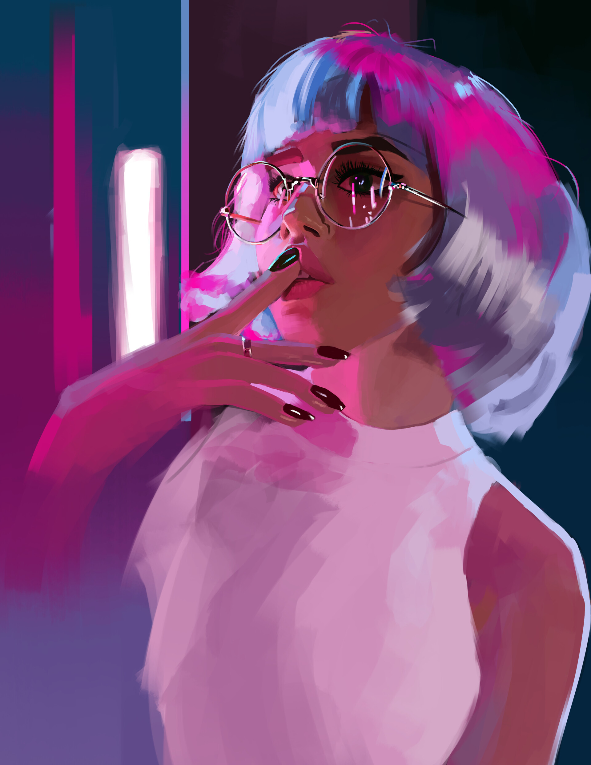 ArtStation - Neon Portrait Study