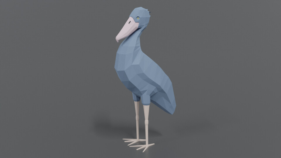chroma 3D - Low Poly Cartoon Shoebill Stork