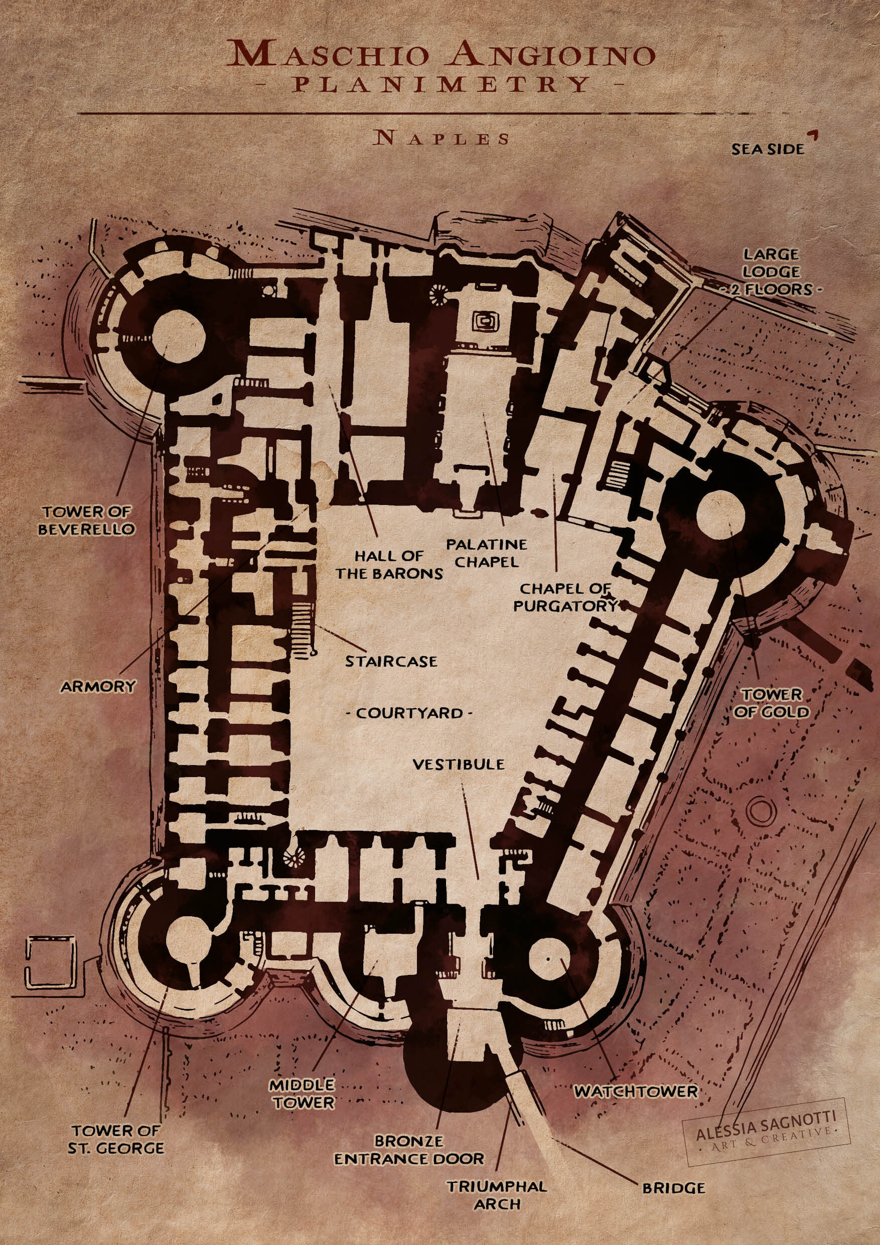 ArtStation - Maschio Angioino _ planimetry