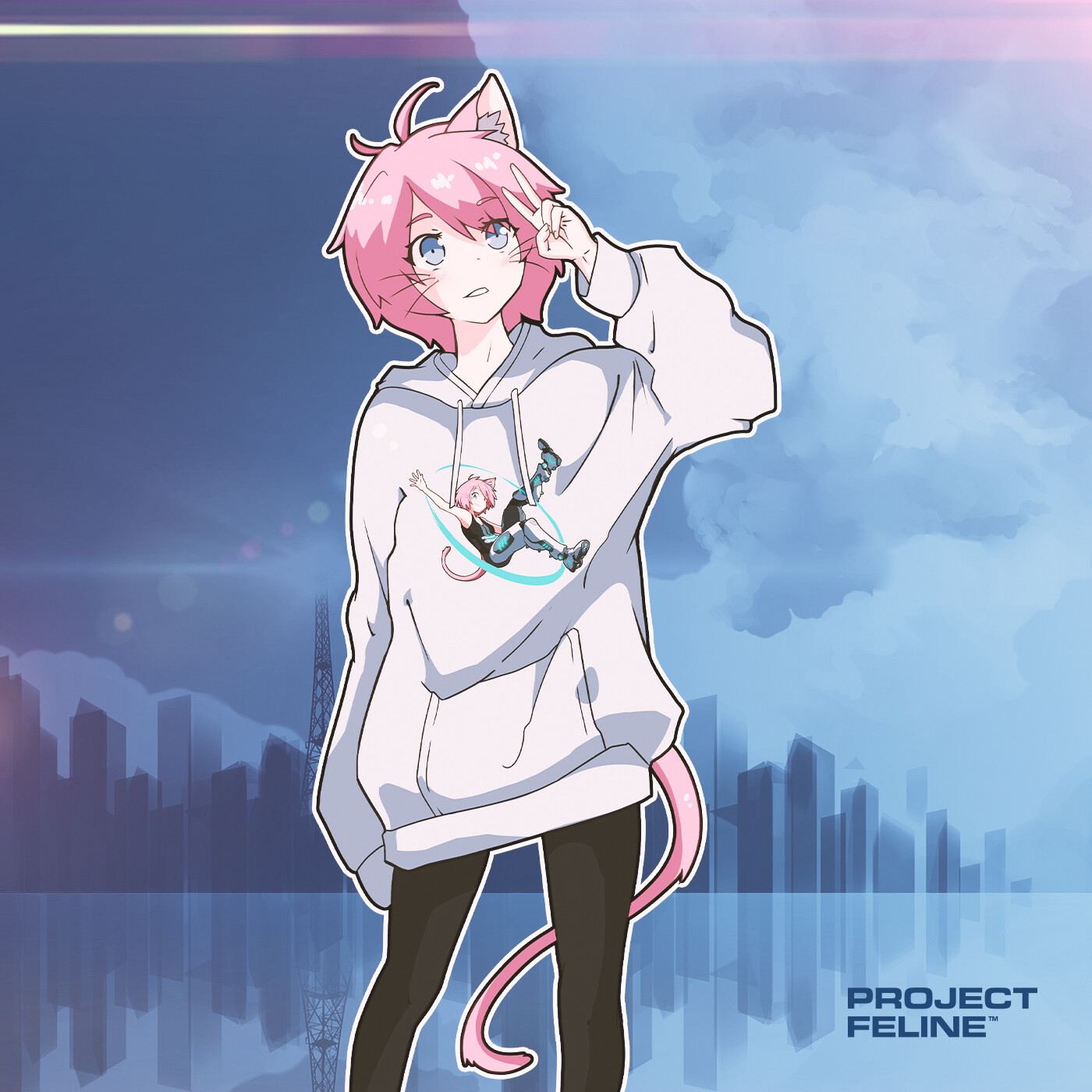 ArtStation - Gabi wearing Project Feline Hoodie
