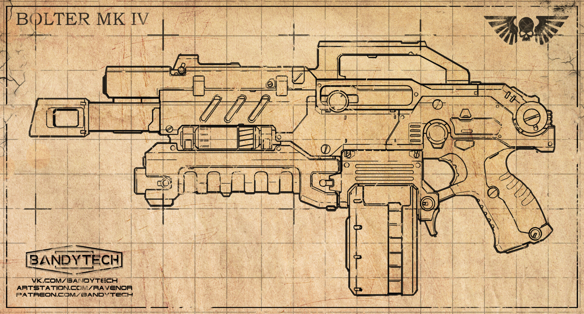 ArtStation - WH40K - Bolter MK IV Blueprint