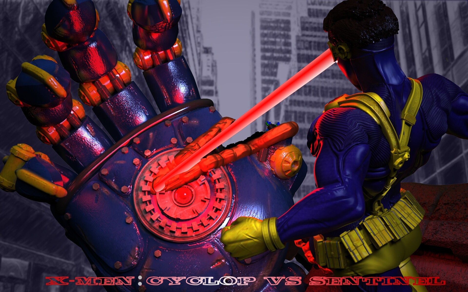 ArtStation - X-men: Cyclop VS Sentinel 3d model for 3d printing