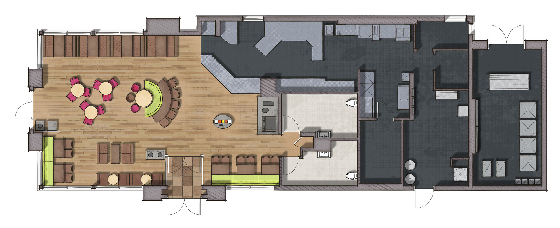 ArtStation - Floor plan 2D rendering restaurant
