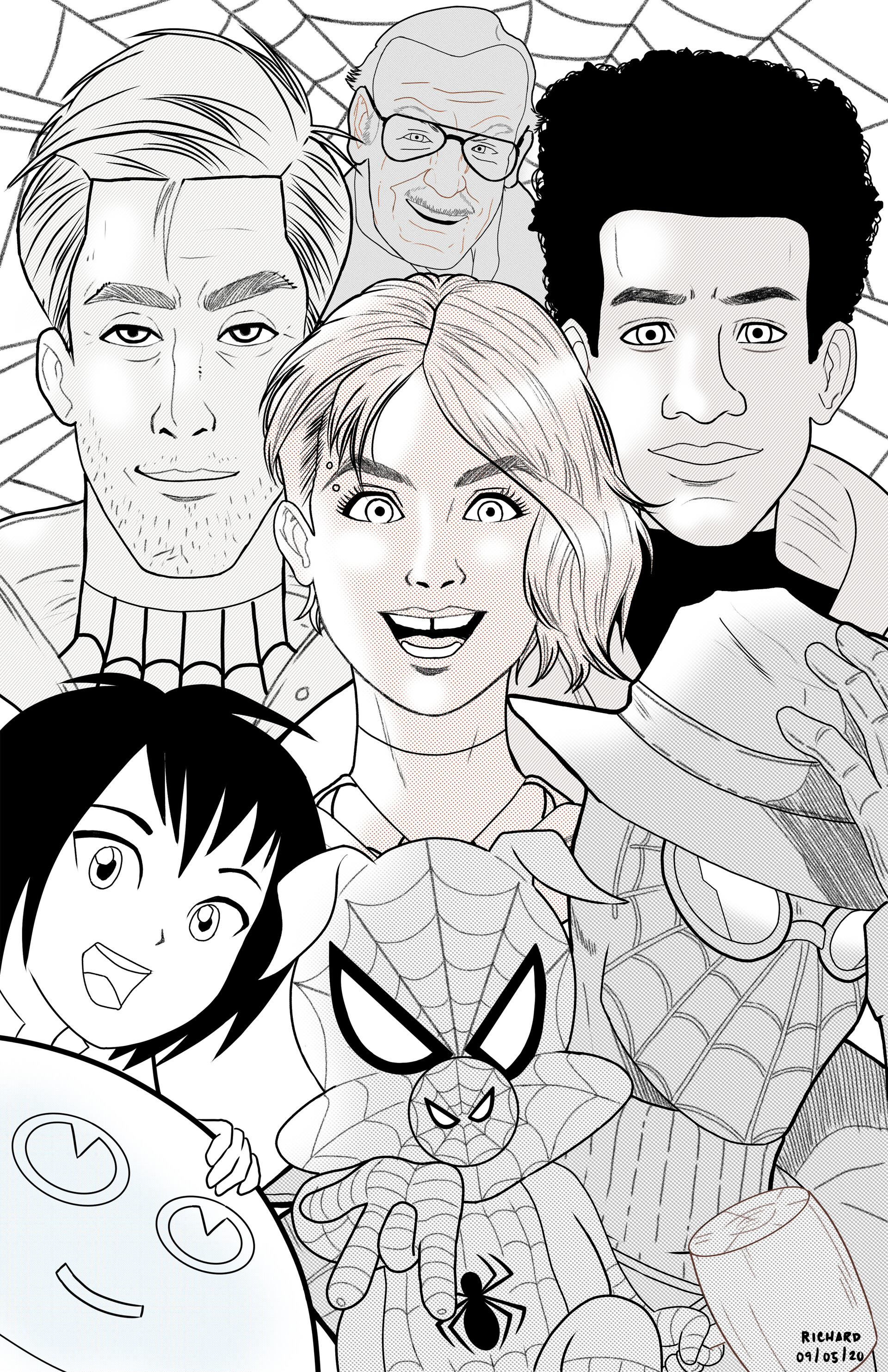 coloring pages of spiderman into the spider verse