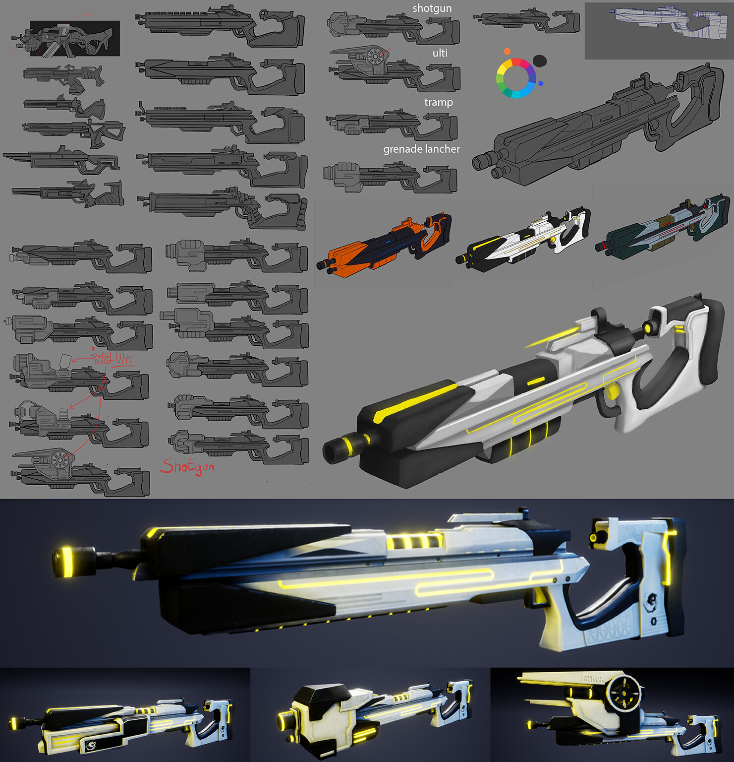 ArtStation - gun and atachments concept art process