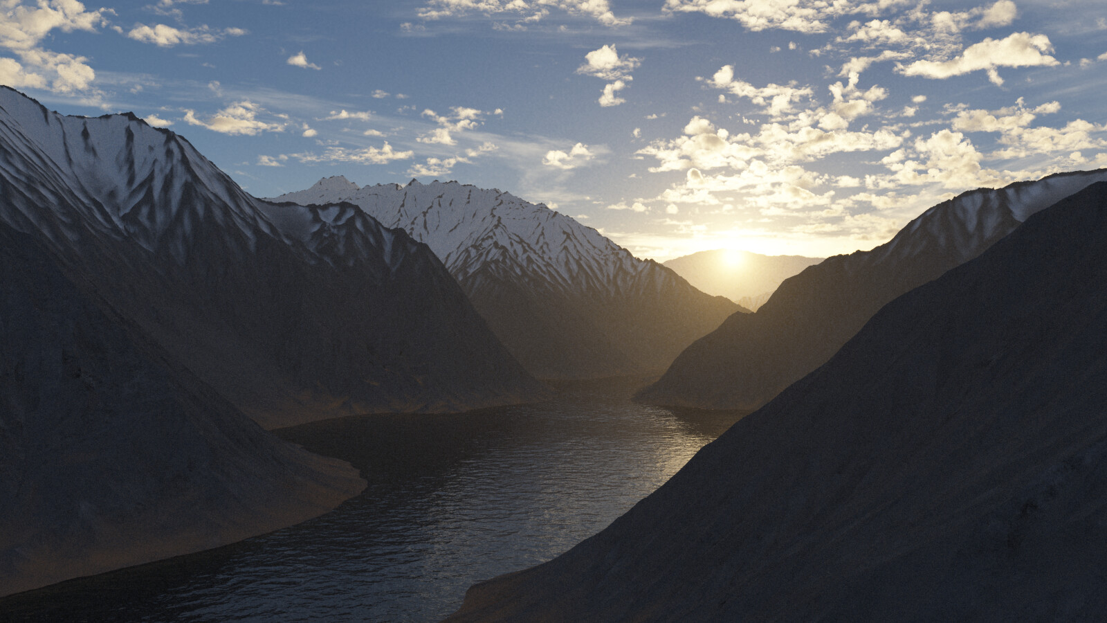 ArtStation - Mountain and Valley Scene