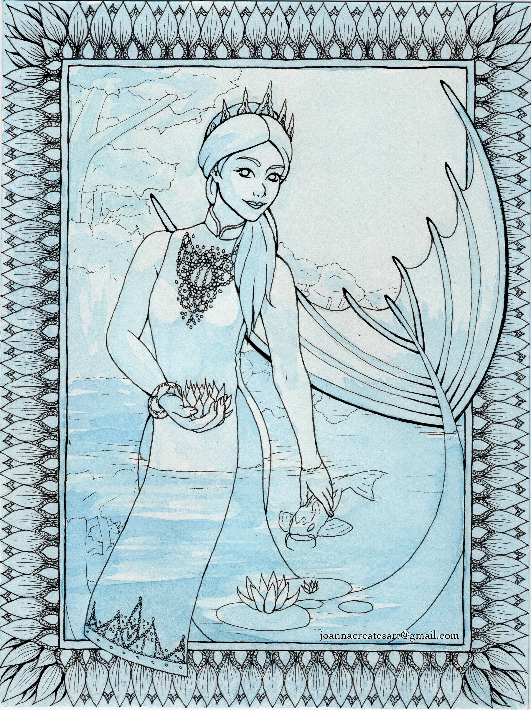 how to draw a water god