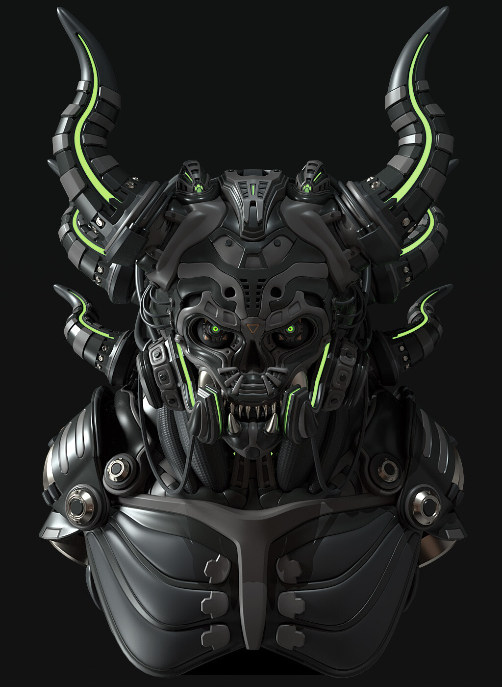 Takuto Mizuno - Re design -Devil's armor-G.T (Green.Triangle) mecha mask