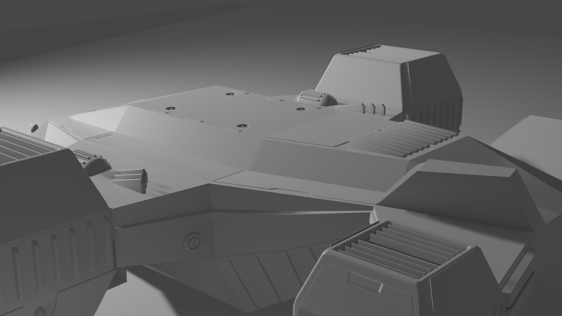 JimDublace Studios - Gunship Blender Clay Modeling