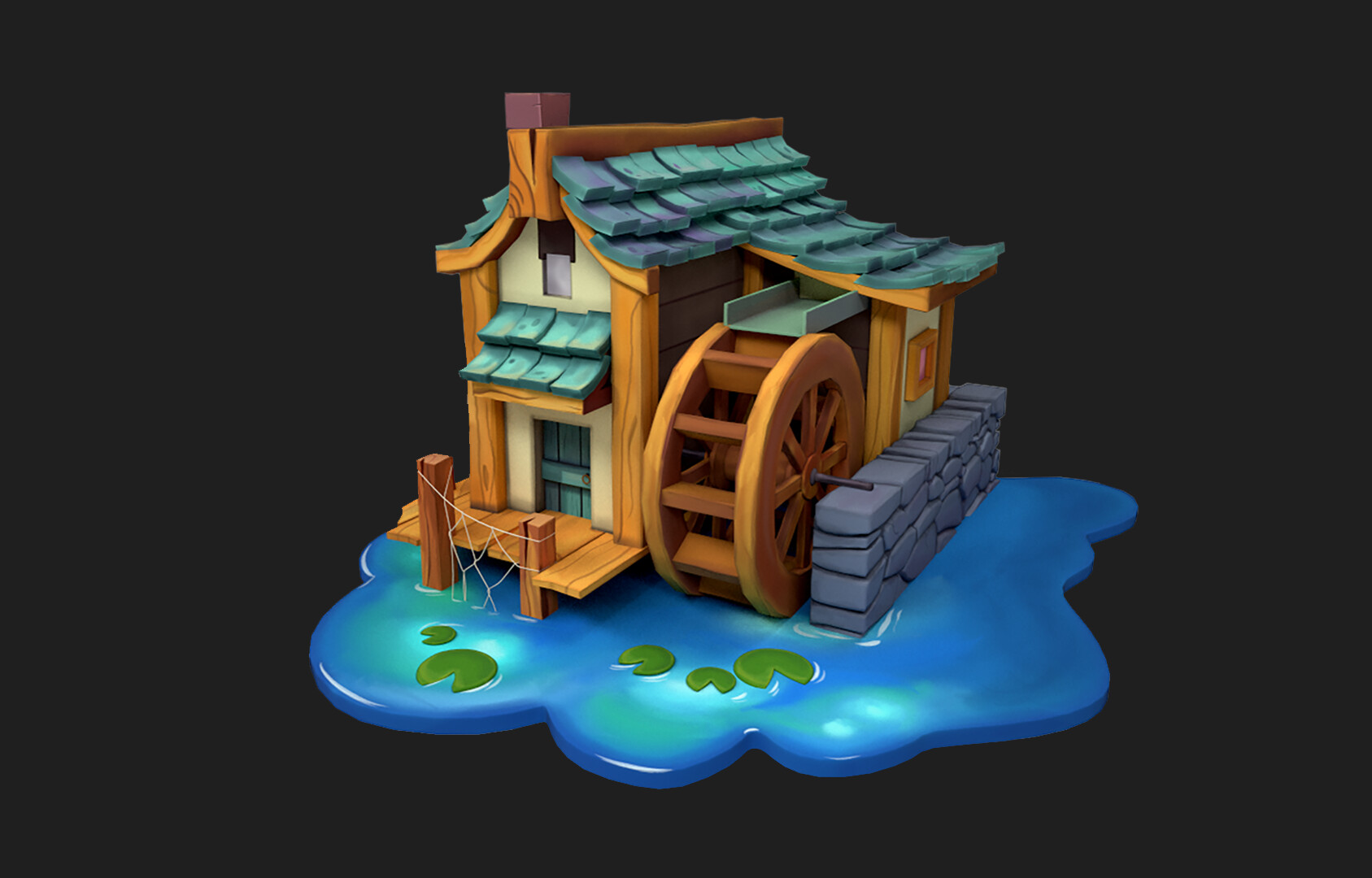 ArtStation - Stylized Watermill House