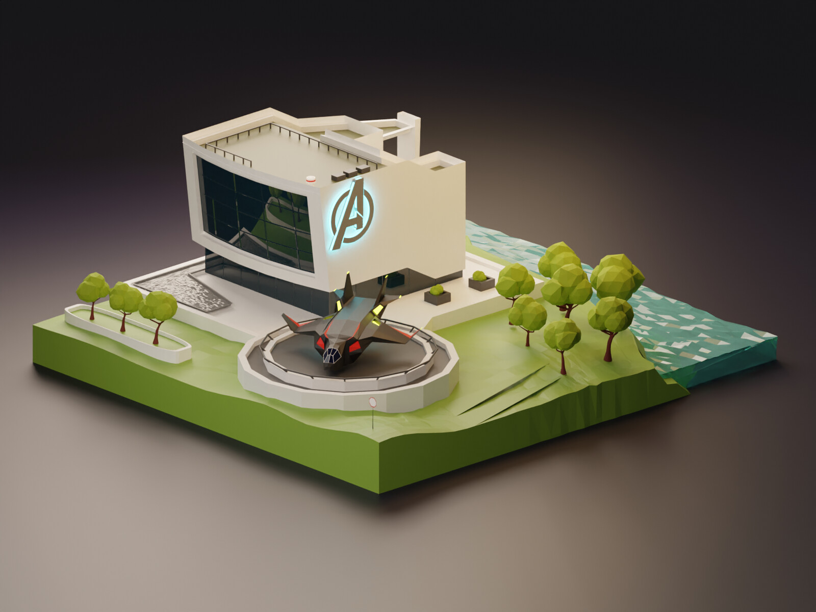 ArtStation - isometric avengers HQ