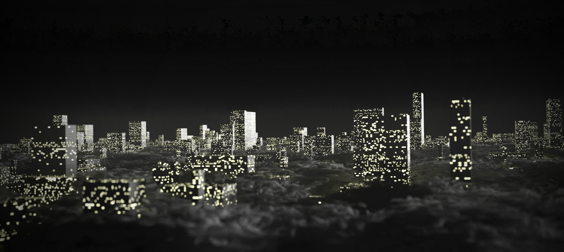 ArtStation - Cityscape At Night And Above The Clouds