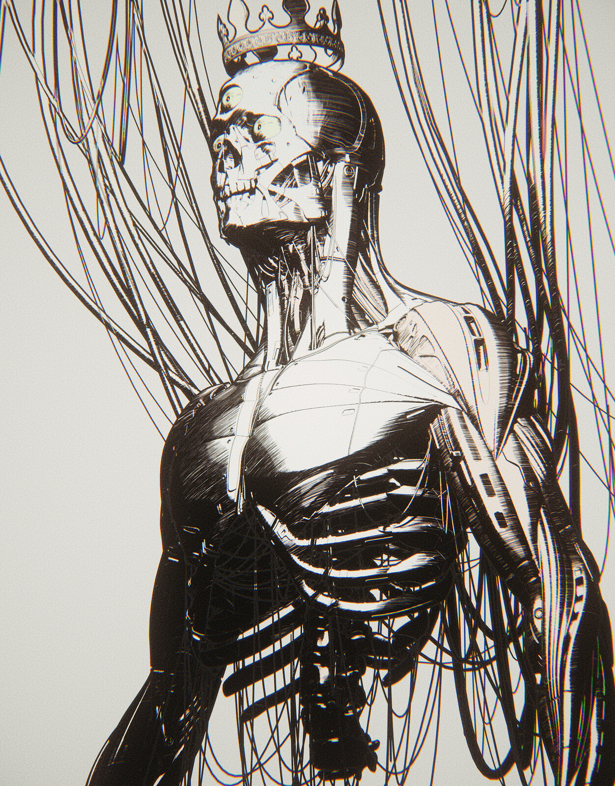 Hirokazu Yokohara - The Three-Eyed King in Blender illustration style