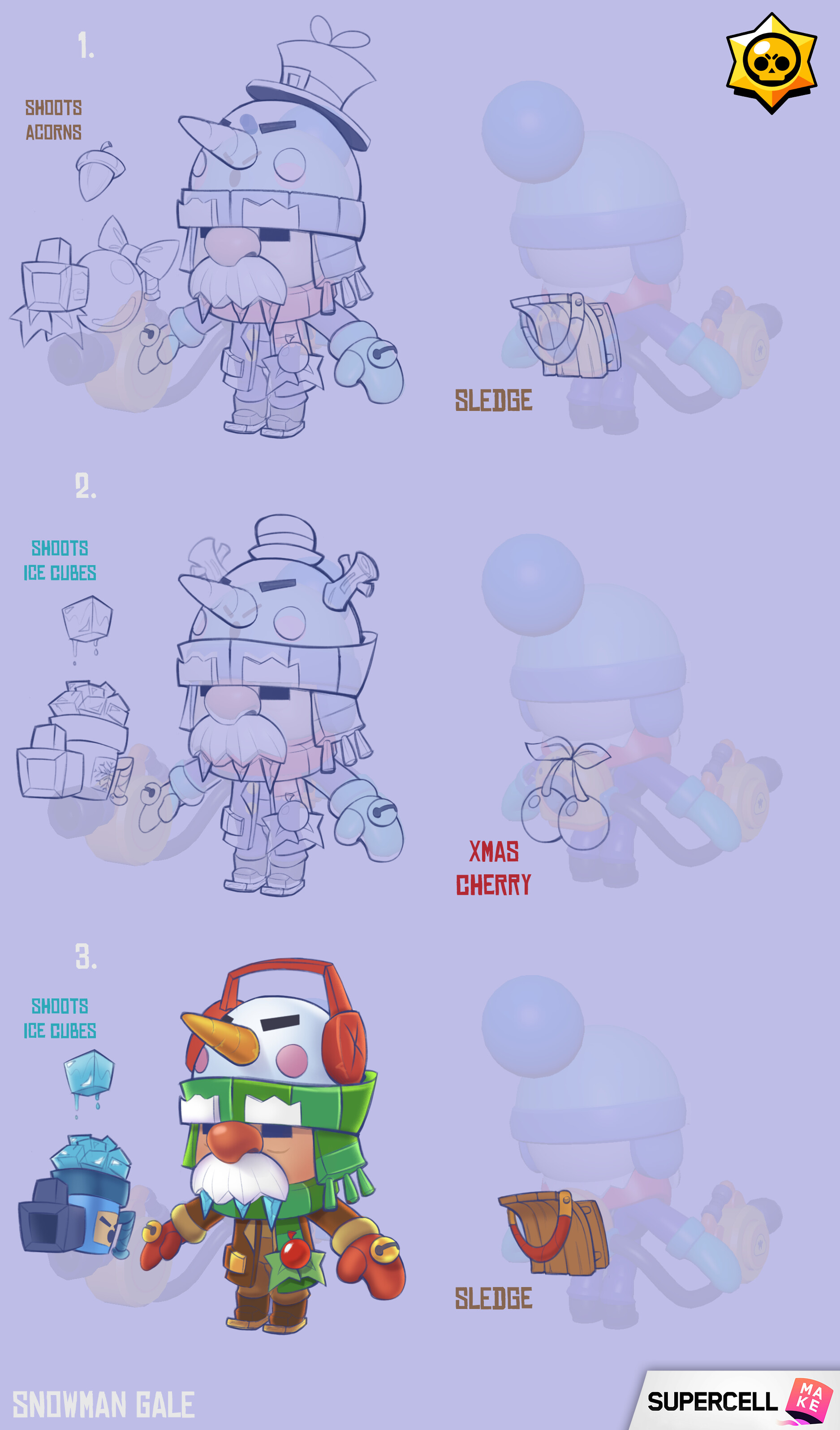 Gui Ramalho - Brawl Stars - Supercell Make Brawlidays Collab - Snowman Gale