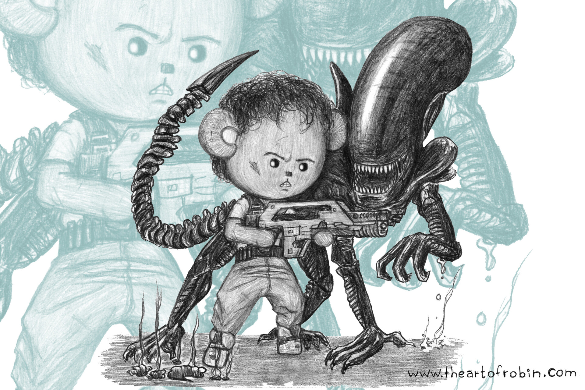 ArtStation - Ellen Ripley & Alien (Teddy Tuesday)