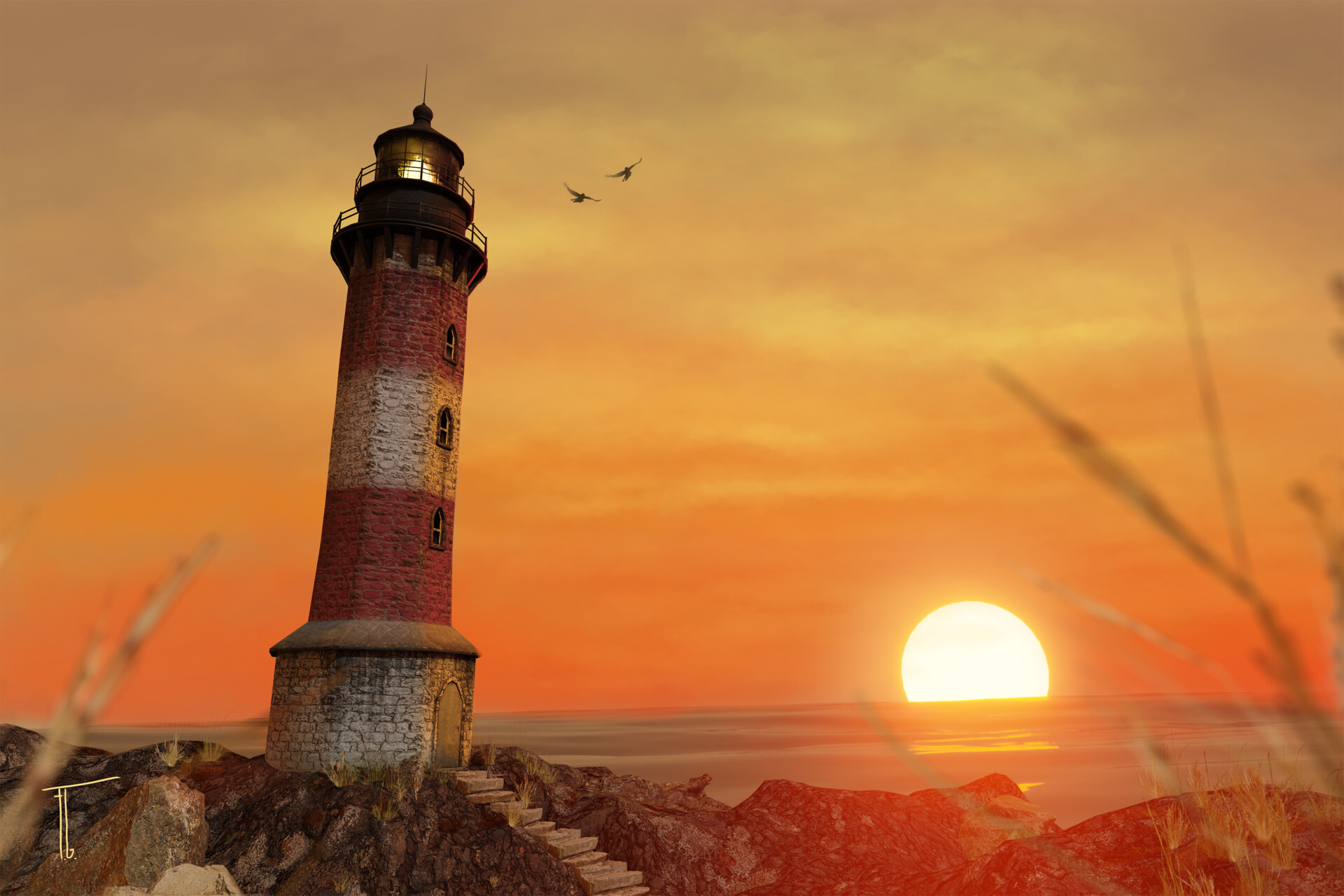 ArtStation - Lighthouse Sunset