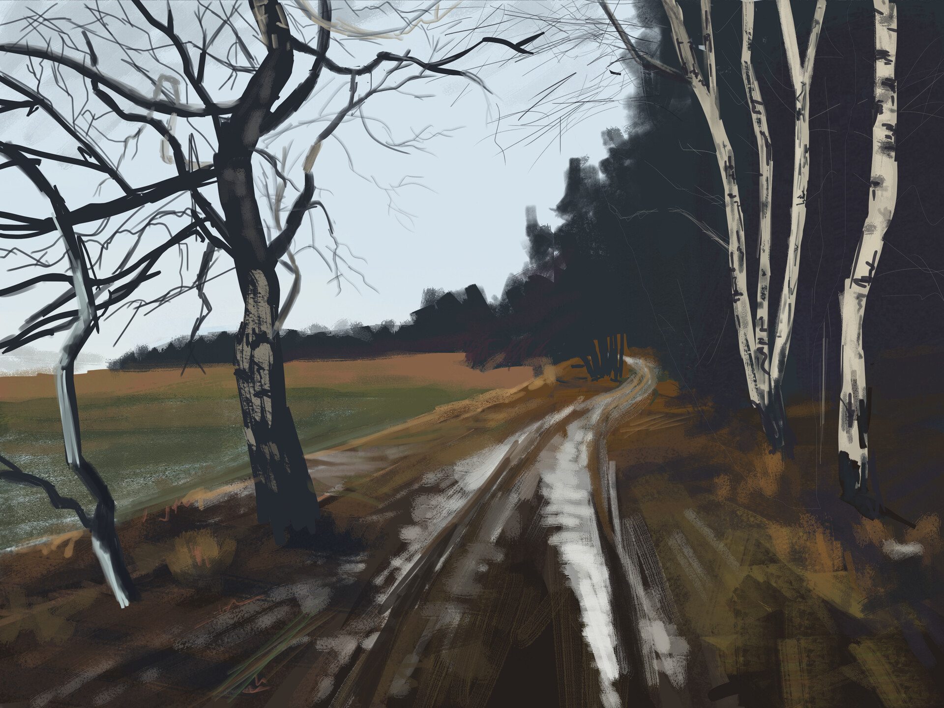 ArtStation - Snowy path in Highlands area