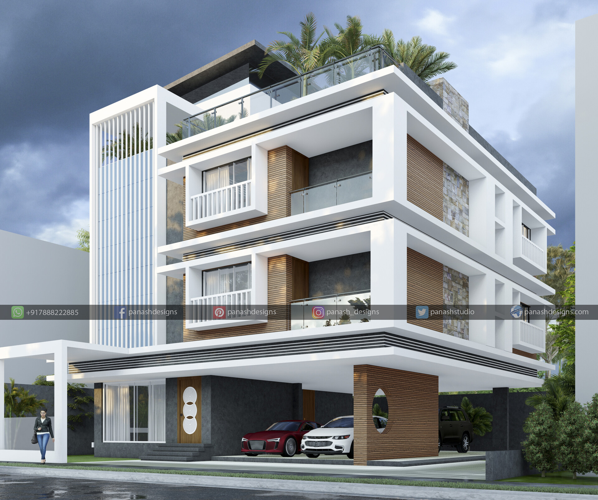 ArtStation - Modern Bungalow Elevation | Two Storey Bungalow
