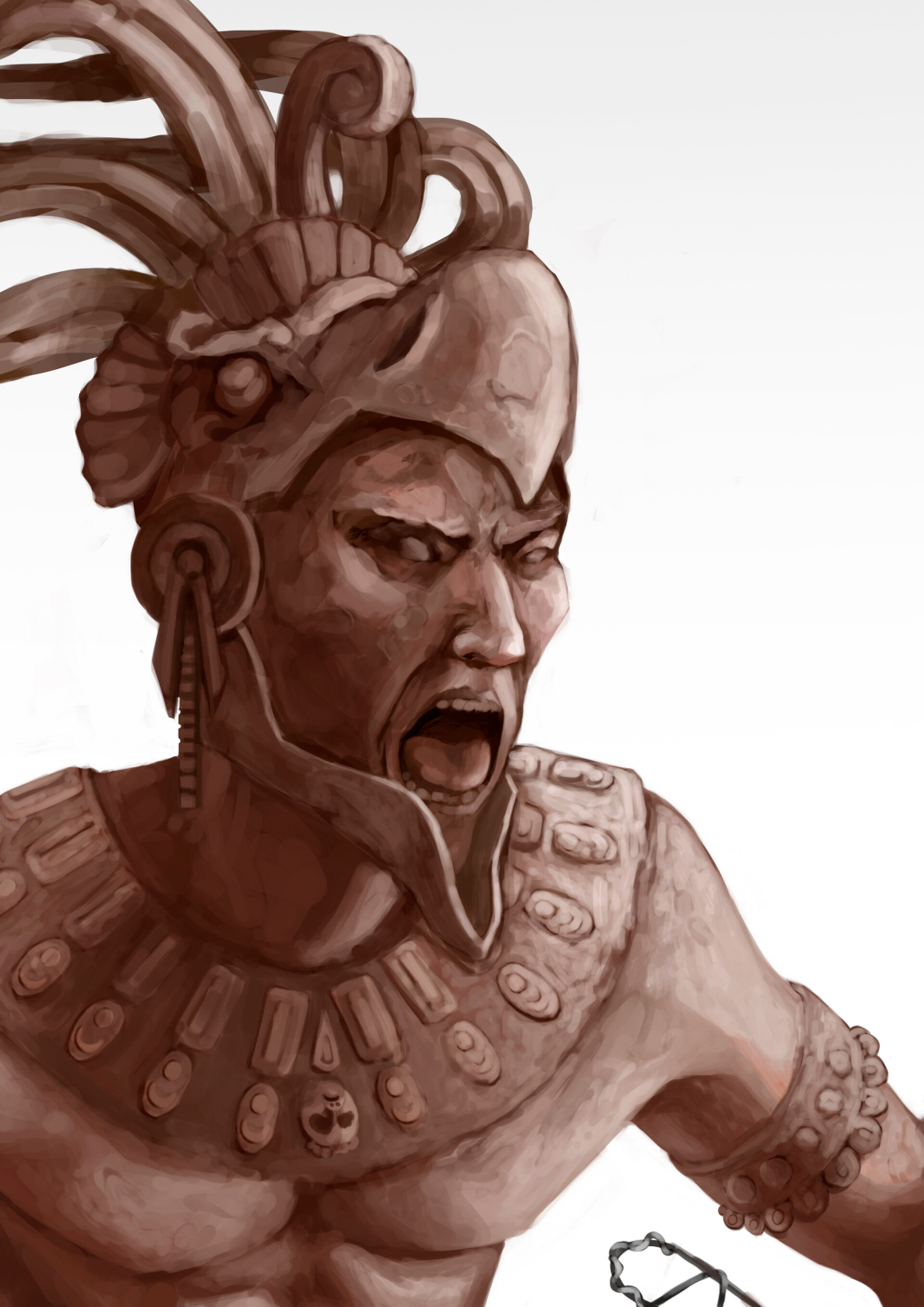 aztec warrior face drawing