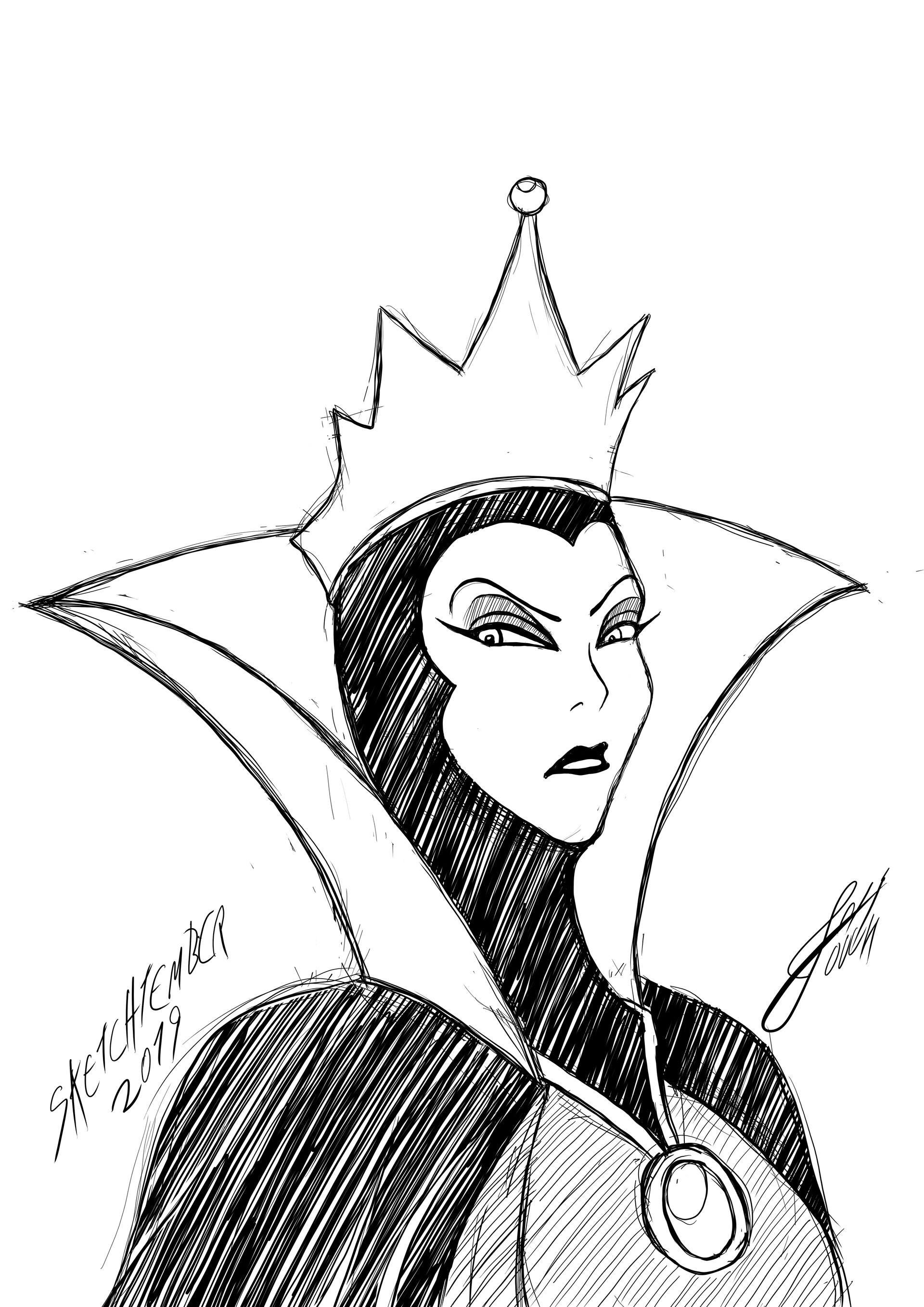 evil queen drawing easy