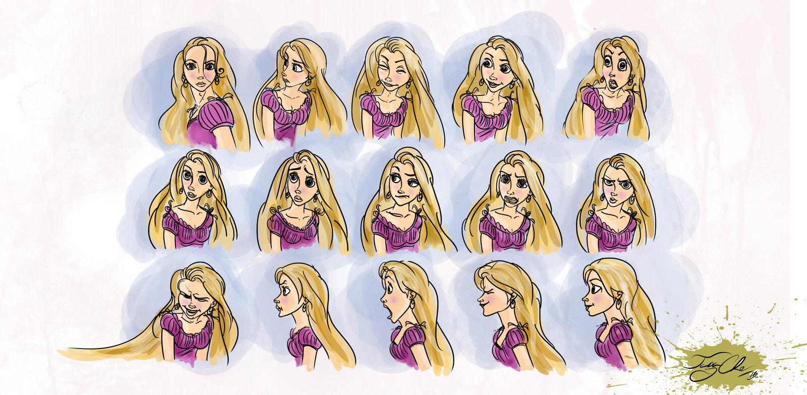 Jaga - Practice work of Facial expressions of Flynn rider and Rapunzel ...