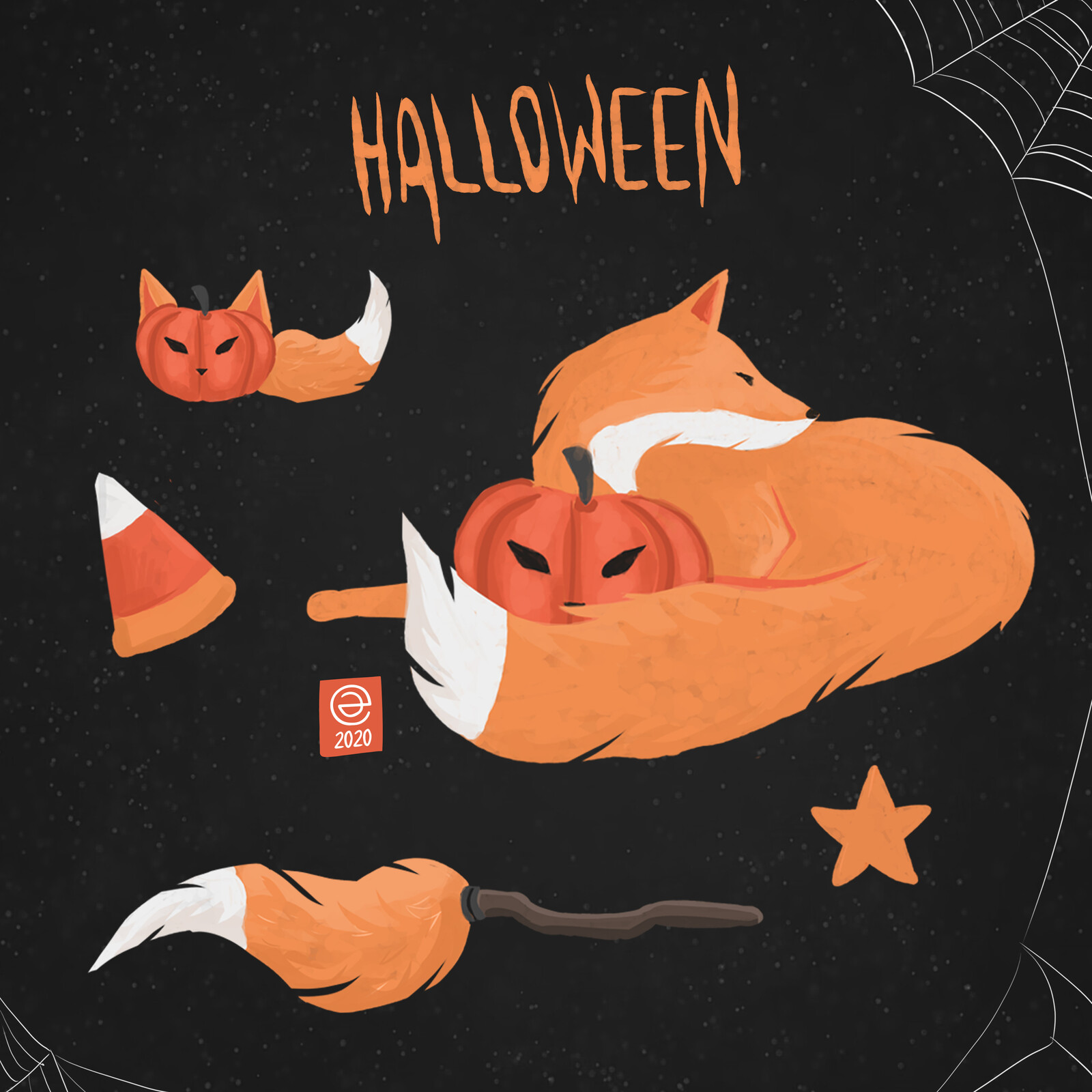 Nikola Fruhaufova - ellyonart - Halloween Fox