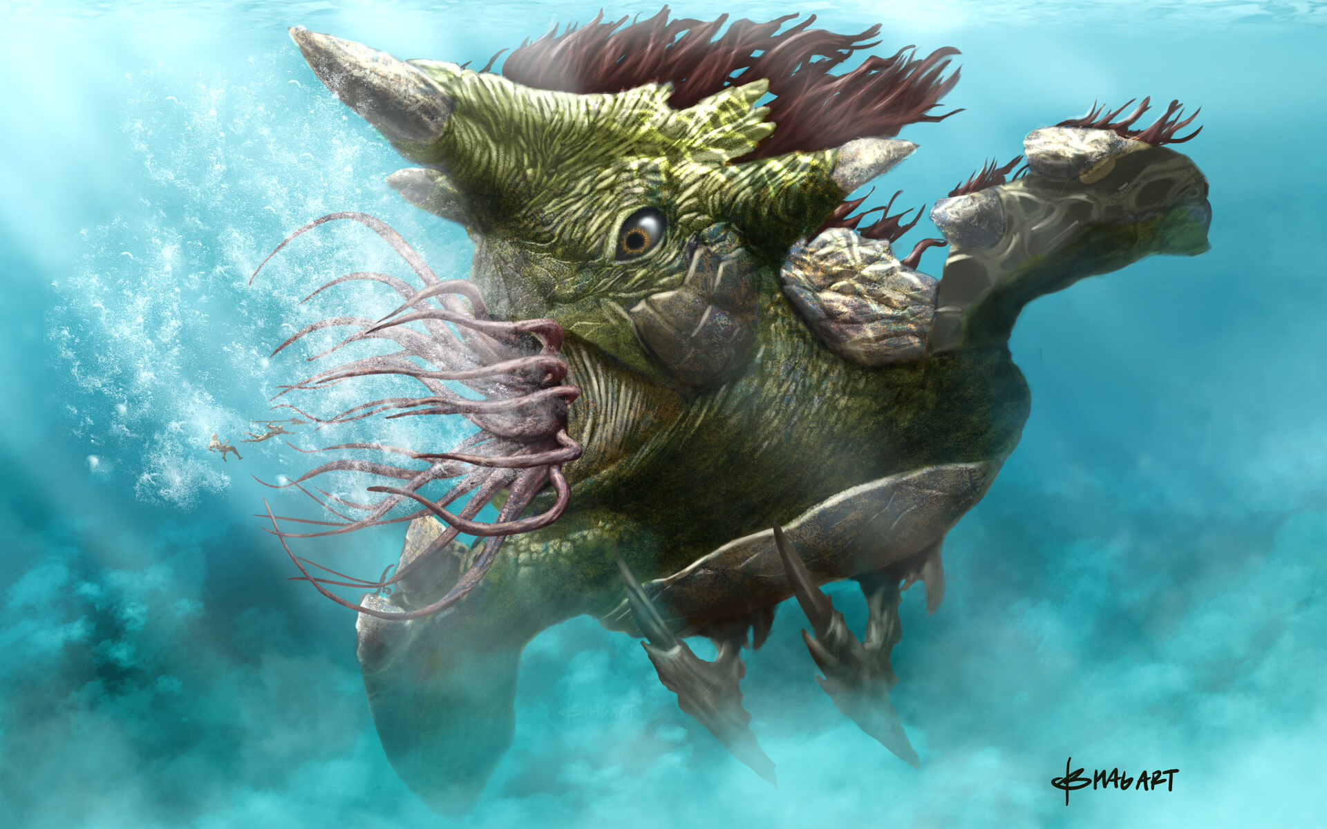 ArtStation - Deep Sea Battle Tortoise Encounter