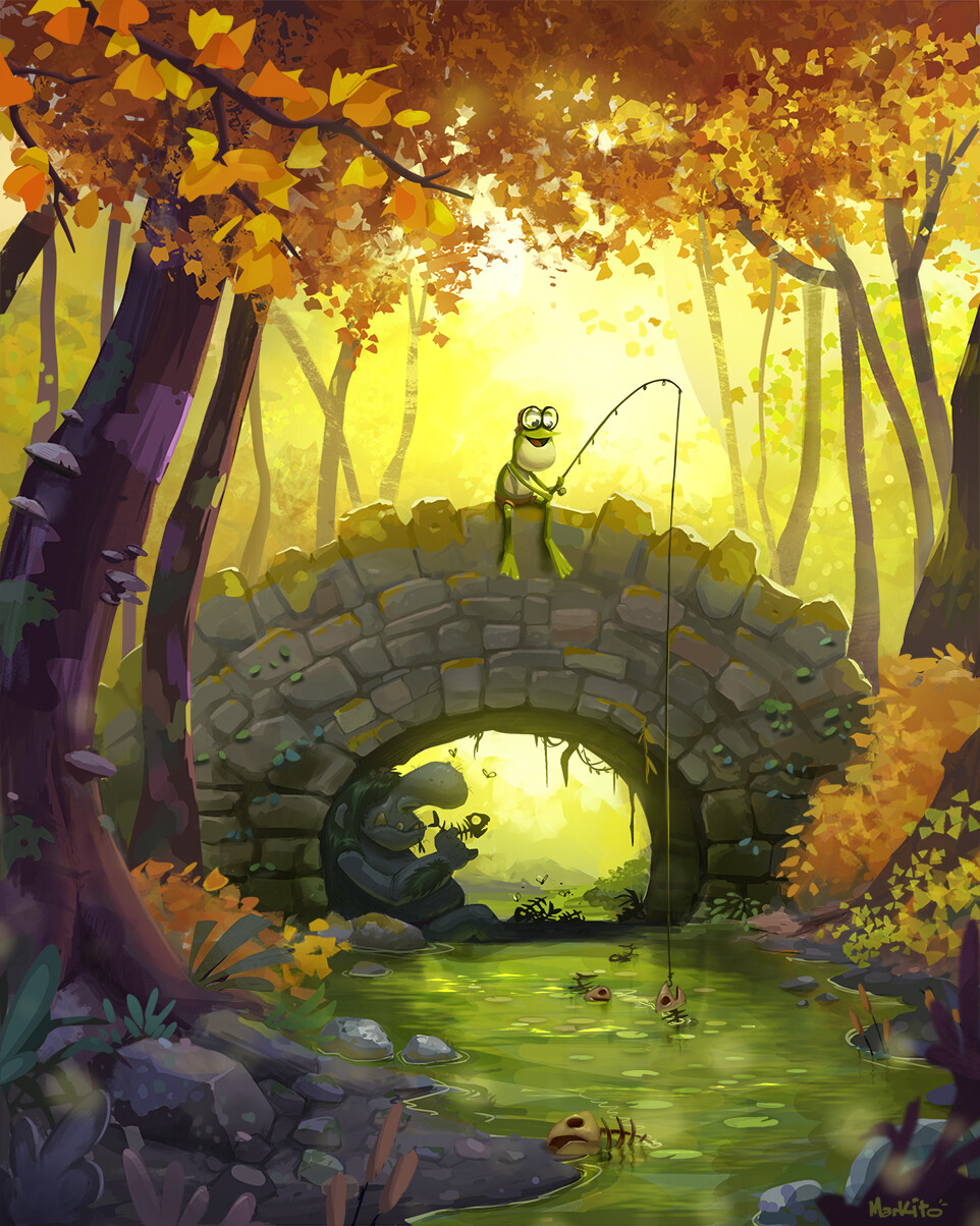 ArtStation - Fishing Frog