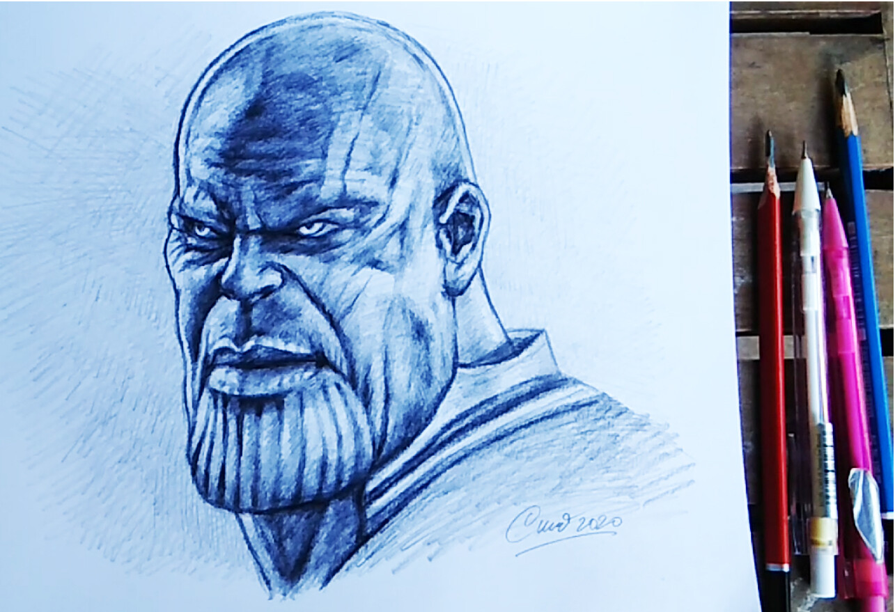 how to draw thanos face