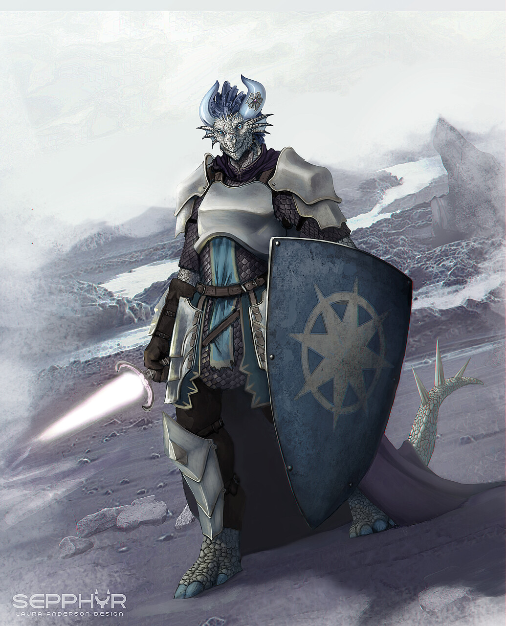 Dnd Silver Dragonborn Paladin