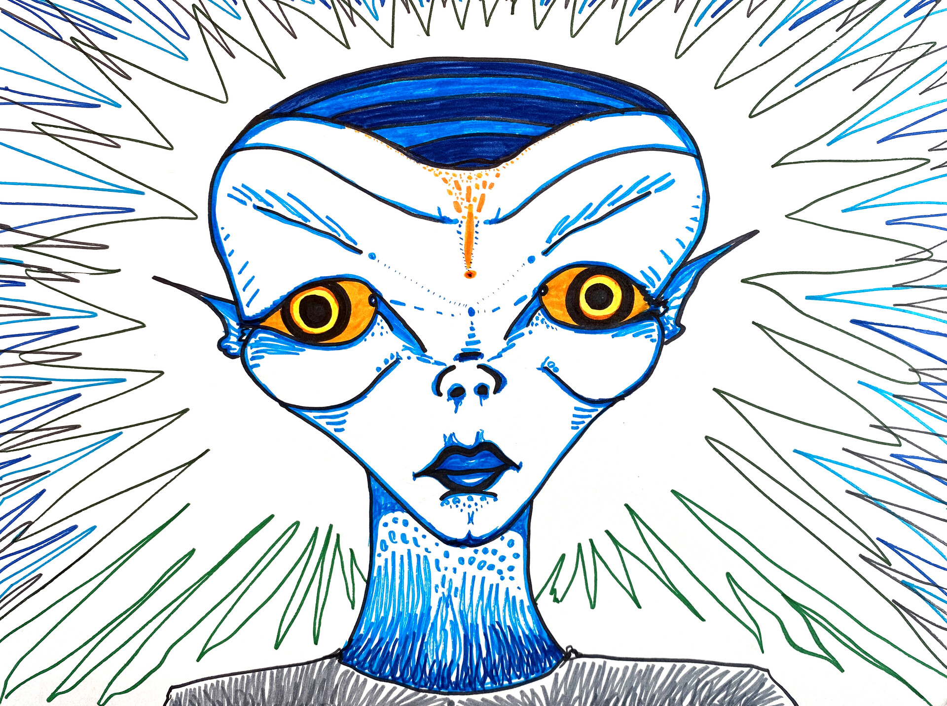 ArtStation - (Blue Alien) character concept Art Abstract illustration