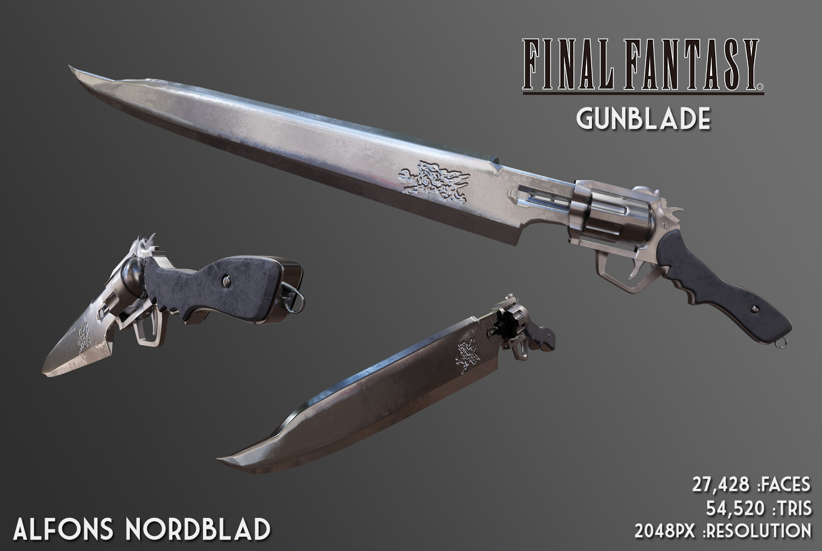 ArtStation - Final Fantasy Gunblade 3D Model